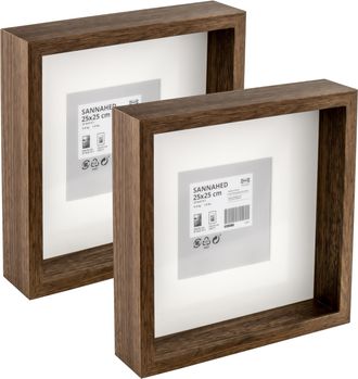 IKEA Ikea Bilderrahmen SANNAHED 25 x 25 cm (13 x 13 cm mit Passepartout) NUSSBAUM-Nachbildung - 2 St&uuml;ck
