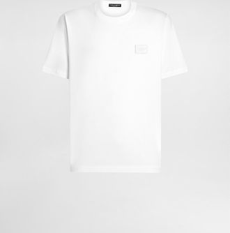 Dolce & Gabbana Baumwoll-t-shirt Mit Logoplakette - Mann T-shirts Und Polos Mehrfarbig 50