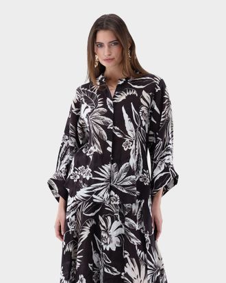 van Laack Leinenbluse mit Tropical Druck