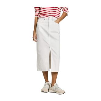 Pepe Jeans London Wei&szlig;e Denim Midi-Rock Slim Fit - - Skirts - Damen - Wei&szlig; - XS