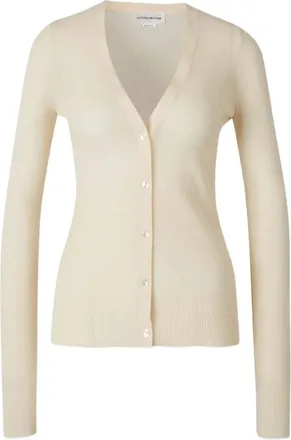 Victoria Beckham cardigan &agrave; col v et finitions c&ocirc;tel&eacute;es - Tons neutres
