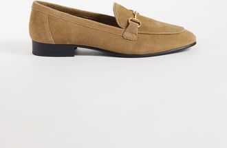 Mango mocassins &agrave; mors en cuir 100 % couleur sable-Neutre