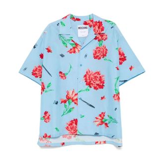 Moschino Blau Splash Shirt mit Seitenschlitzen - - Shirts - Herren - Blau - S