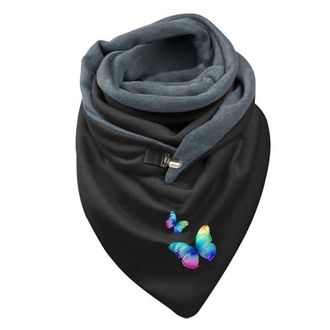 Generic &Eacute;charpe en polaire chaude pour femme avec imprim&eacute; pissenlit double couture triangle boucle &eacute;charpe 2026, noir fonc&eacute;, Taille unique