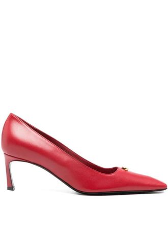 Sergio Rossi Hohe Schuhe - Pointed-Toe Silk And Nylon Pump - Gr. 37,5 (EU) - in Rot - f&uuml;r Damen