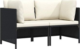 vidaXL vidaXL Canap&eacute; de jardin &agrave; 2 places avec coussins Noir R&eacute;sine tress&eacute;e