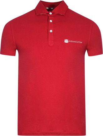 Aquascutum Aldis Crest Block Logo Rotes Poloshirt