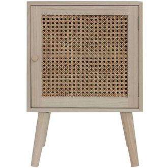 Mobili Rebecca Mobili Rebecca - Rebecca Mobili Nachttisch f&uuml;r Schlafzimmer 1 T&uuml;r Holz Rattan Braun Platzsparend