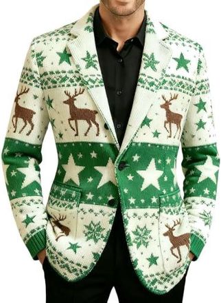 Generic Costume de Noel Homme Veste Blazer Chic et Elegant De No&euml;l Veste de Costume Blazers en Velours C&ocirc;tel&eacute; daffaires Costumes et Vestes Hommes Idee Cadeau 