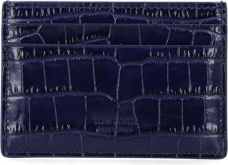 Tom Ford Homme, Accessoires, Bleu, Taille: ONE Size Classic Card Crocco Print