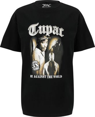 Mister Tee Herren Tupac MATW Sepia Oversize Tee T-Shirt, S, Schwarz