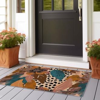 Generic Tapis Couloir Lavable en Machine 80x200 cm Passage Cuisine Chambre Adulte Tapis Couloir Long Imprim&eacute; l&eacute;opard Floral r&eacute;tro Poil Ras Doux Descente de Li