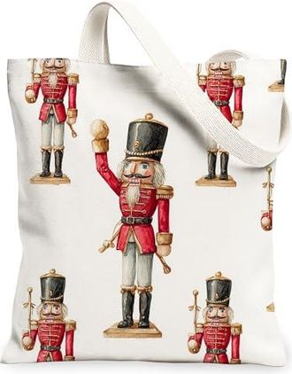 Generic Sacs fourre-tout en toile motif casse-noisette, sacs d&eacute;picerie r&eacute;utilisables, l&eacute;gers et lavables, pour voyage, plage, pique-nique, 33 x 38 cm