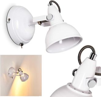 HOFSTEIN Wandleuchte Tina, verstellbare Wandlampe aus Metall in Weiß, 1-flammig, 1 x E14 -Fassung, Wandspot im Retro/Vintage Design m. An-/Ausschalter am Gehäu