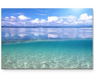 Paul Sinus Art Leinwandbilder | Bilder Leinwand 120x80cm Meerblick über und unter dem Wasser - Karibik