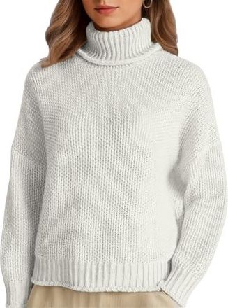 Generic Pull Femme Chic Et Elegant Chaud Femmes Grande Cachemire Col Roul&eacute; Long Hiver Rouge Oversize Laine V&ecirc;tements Sweaters Fashion Mode Pulls WomenS Haut N