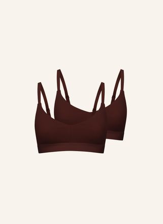 erlich textil Erlich Textil 2er Pack Casual Cotton Bralette Mit Herausnehmbaren Pads B&uuml;gellos Aus Bio-Baumwolle - Verstellbare Tr&auml;ger braun