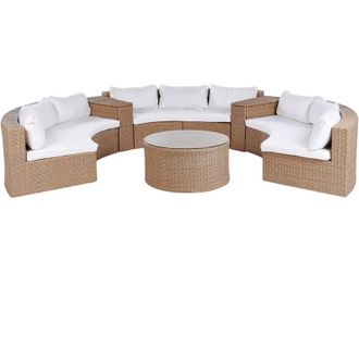 Beliani Ensemble de Jardin 9 Places en Rotin Synth&eacute;tique avec Coussins en Forme de u Couleur Beige Sable Severo