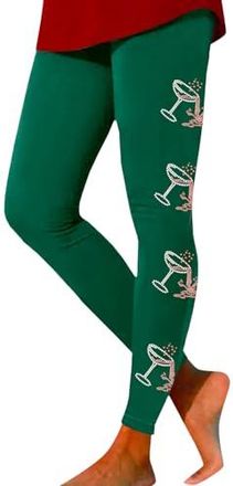 Generic Legging de sport 2026 pour femme - Motif tasse de vin rouge - Pantalon moulant imprim&eacute; - Pour le fitness et le yoga, Vert, XL