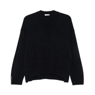 PESERICO Femme, Pulls, Bleu, Taille: 40 FR Pull col V &agrave; bords c&ocirc;tel&eacute;s