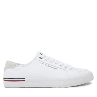 Tommy Hilfiger Sneakers aus Stoff Tommy Hilfiger Core Corporate Vulc Canvas FM0FM05398 Weiß