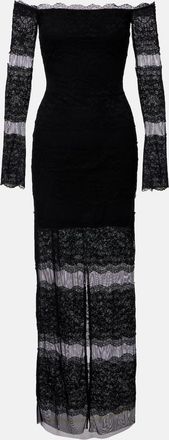 Blumarine Robe longue en tulle de dentelle