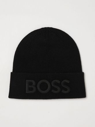 HUGO BOSS Bonnet beanie en maille c&ocirc;tel&eacute;e de laine m&eacute;lang&eacute;e avec logo brod&eacute;