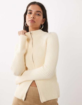 Motel pull zipp&eacute; Ranala en cr&egrave;me-Blanc