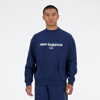 New Balance Homme Hoops Crewneck en Bleu, Polaire Poly, Taille XL