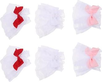 Garneck Lot de 3 Paires de Manchettes Lolita en Dentelle sans Doigts, Manches Princesse Rouge Blanc Rose, Accessoires Poignet pour Cosplay, Mariage et F&ecirc;tes, 