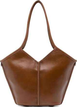 Hereu Femme, Sacs, Brun, Taille: ONE Size Sac cabas g&eacute;om&eacute;trique en cuir de veau