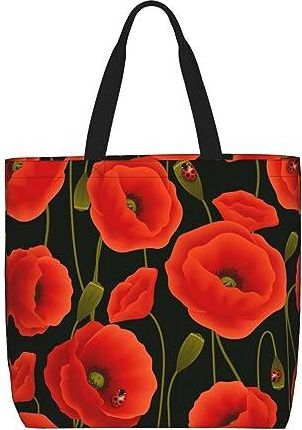 Generic Coquelicots Sac A Main Femmes Pliable Tote Bag R&eacute;utilisable Sac Fourre Tout Pour Gym Voyage Shopping