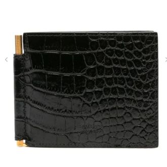 Tom Ford Homme, Accessoires, Noir, Taille: ONE Size Porte-cartes Pince &agrave; Billets Effet Crocodile
