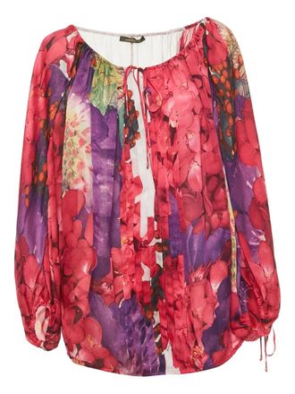 Roberto Cavalli blouse pliss&eacute;e &agrave; fleurs - Rose
