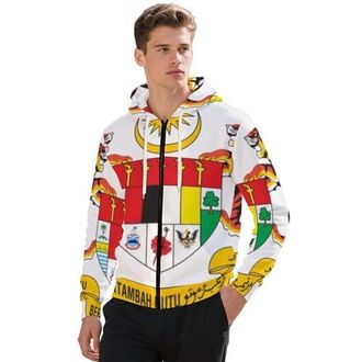 Generic Sweat À Capuche avec Fermeture Éclair Intégrale Et Homme Malaisie Emblème National Coupe Ample Confortable Style Urbain Poches Pratiques Classique Pol