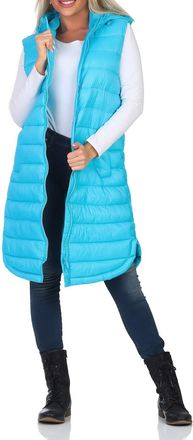 Only Damen 3/4-lange Steppweste mit Kapuze ONLMelody Hooded 15258350 Aquarius XS