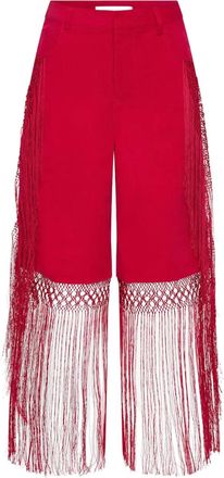 CHRISTOPHER ESBER pantalon en velours côtelé à franges - Rouge