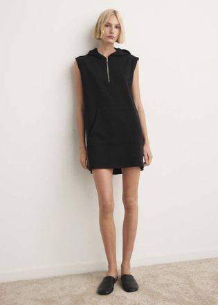 Mango Chemise de nuit courte avec capuche et zip noir - Femme - S - MANGO