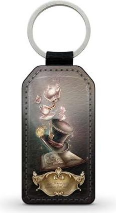 Generic Porte-clé noir en simili cuir Alice au Pays des Merveilles Wonderland cheshire Ref 17