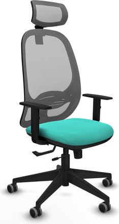 Piqueras y Crespo Callcenter-St&uuml;hle mit 1D-Armen, h&ouml;henverstellbare Lendenwirbelst&uuml;tze und h&ouml;henverstellbares Kopfteil, Grau/T&uuml;rkis