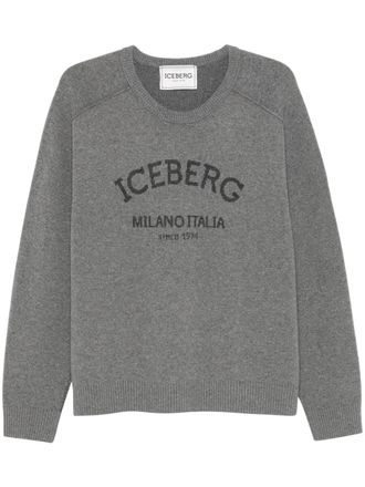 Iceberg pull &agrave; logo intarsia - Gris