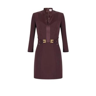 Elisabetta Franchi Femme, Robes, Brun, Taille: 38 FR Abito in doppio cr&ecirc;pe stretch elastici