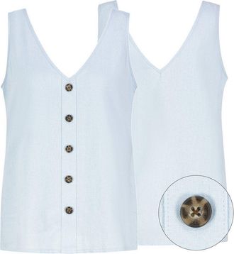 Eight2Nine Kurzarmshirt Damen Sommertop Leinen Bluse V-Ausschnitt locker mit Zierkn&ouml;pfen TOP
