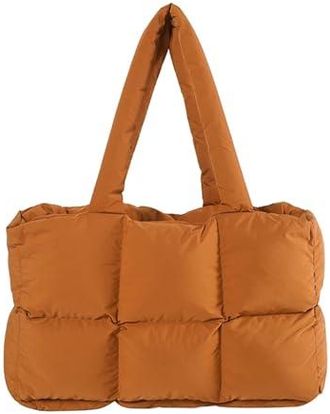 Generic Sac &agrave; bandouli&egrave;re rembourr&eacute; pour femme - Grande capacit&eacute; - Sac fourre-tout doux pour les trajets quotidiens, marron, Taille unique