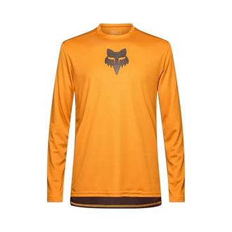 Fox Ranger LS Jersey Fox Head Maillot VTT Homme Manches Longues, Tissu Recyclé, Évacuation Transpiration, Panneau Arrière Abaissé, Logo Fox Head, Caramel,