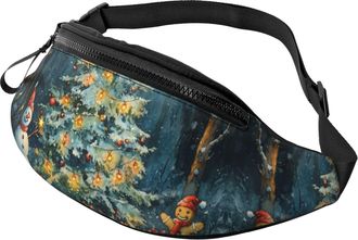 Generic Mit Rei&szlig;verschluss Bauchtasche Weihnachtsbaum-Druck Taillentasche Bauchtasche Waist Fanny Pack F&uuml;r Outdoor Herren Reisen 14X35Cm