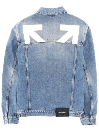 Off-white Printed Denim Cotton Jacket - Blue