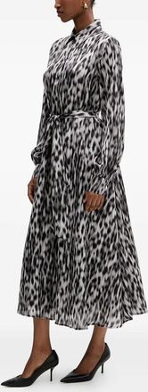 Silvian Heach robe mi-longue ceinturée à imprimé animalier - Noir