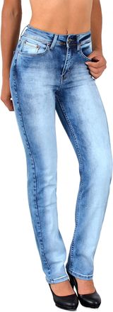 ESRA Damen Straight Fit Jeans Hose Damen Jeanshose gerader Schnitt bis Übergröße G700