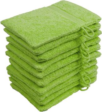 Top Fuel Fashion 10er Pack Waschlappen Elegance 58031 Waschhandschuh 16x21 cm Frottier Baumwolle apfelgrün (grün)
